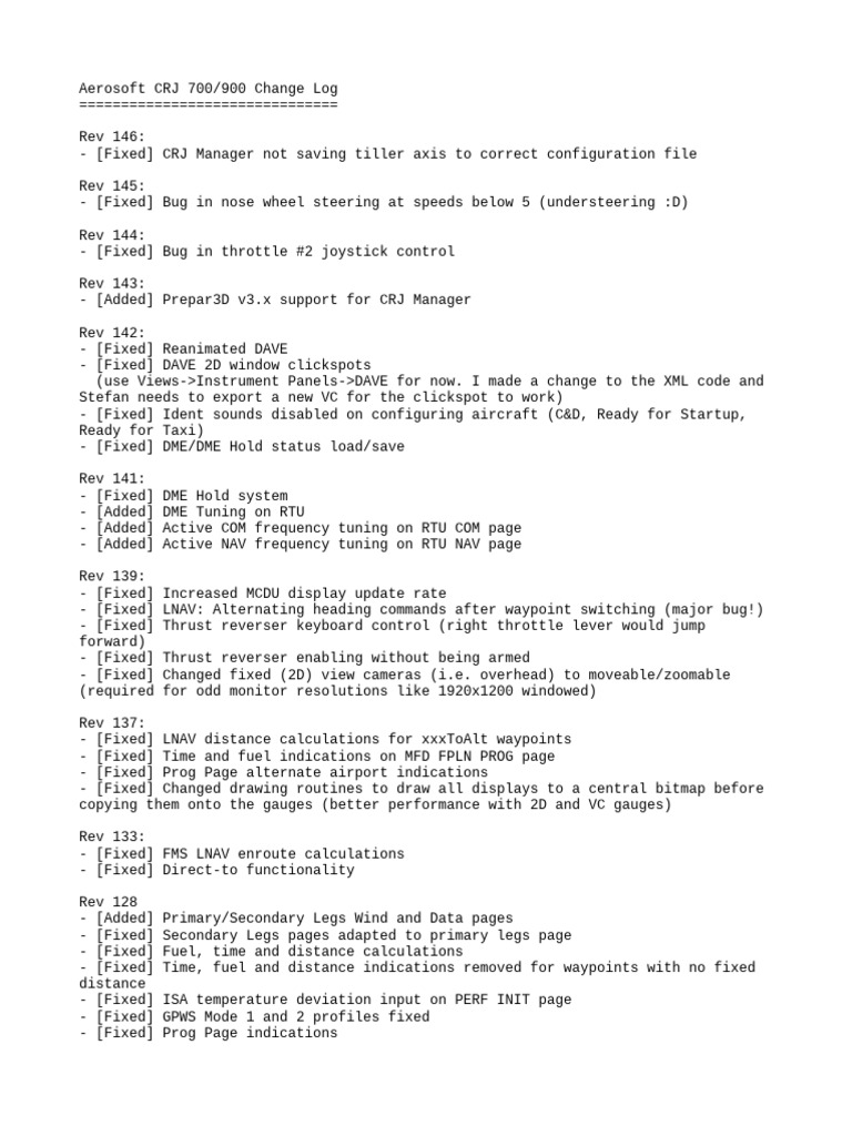 CHANGELOG | PDF | Aviation | Aircraft
