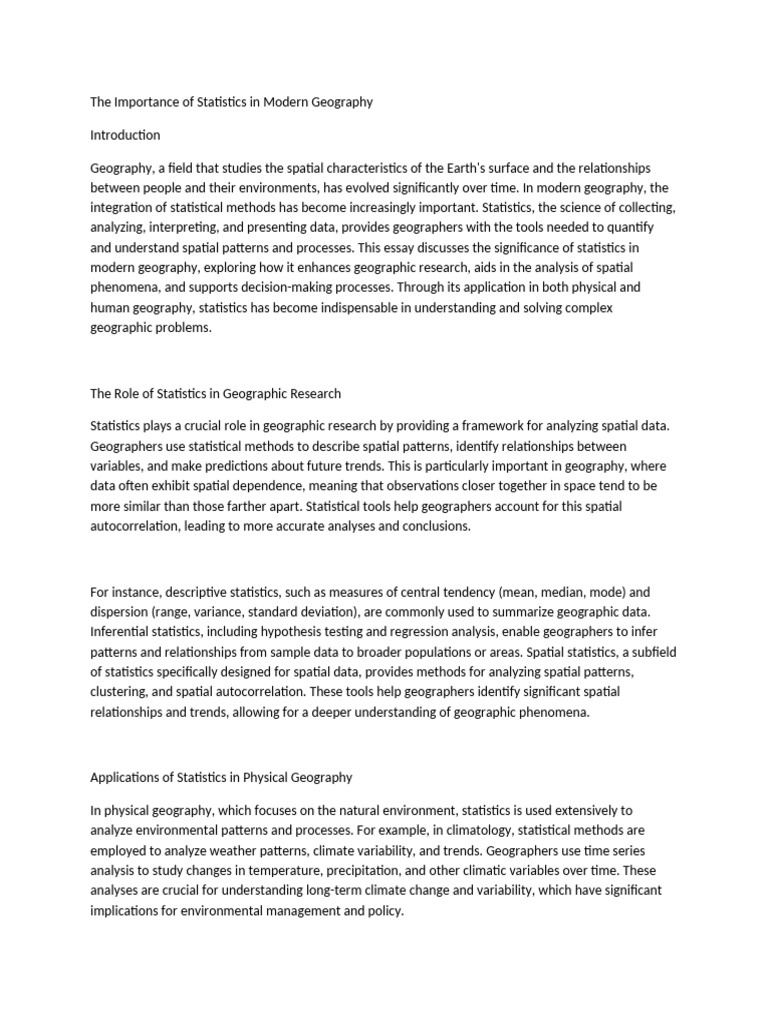 The Importance of Statistics | PDF | Spatial Analysis | Statistics