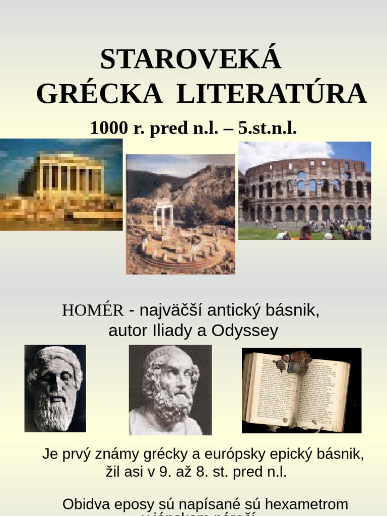 Antická Literatúra Grécka 5 | PDF