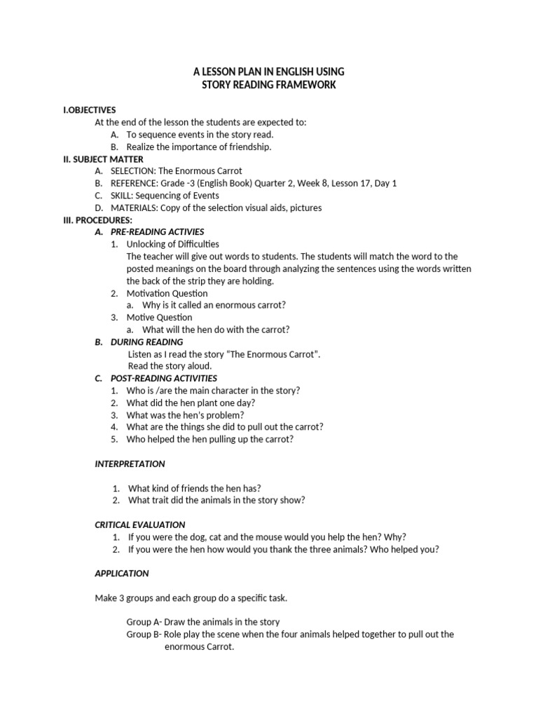 English Lesson Plan: Story Sequencing | PDF | Human Communication ...