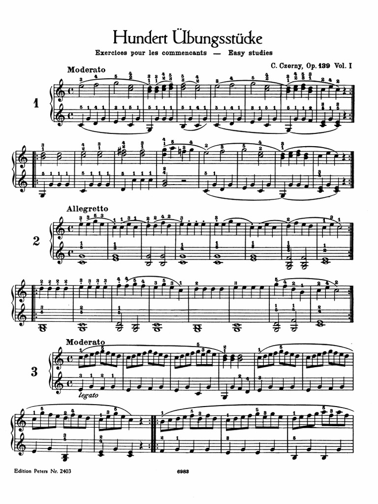 Czerny 100 Progressive Studies Op 139 2 | PDF