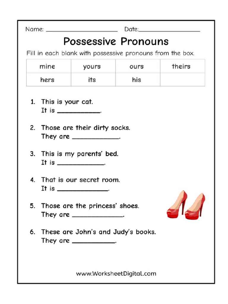 Activity On Possessive Pronouns | PDF