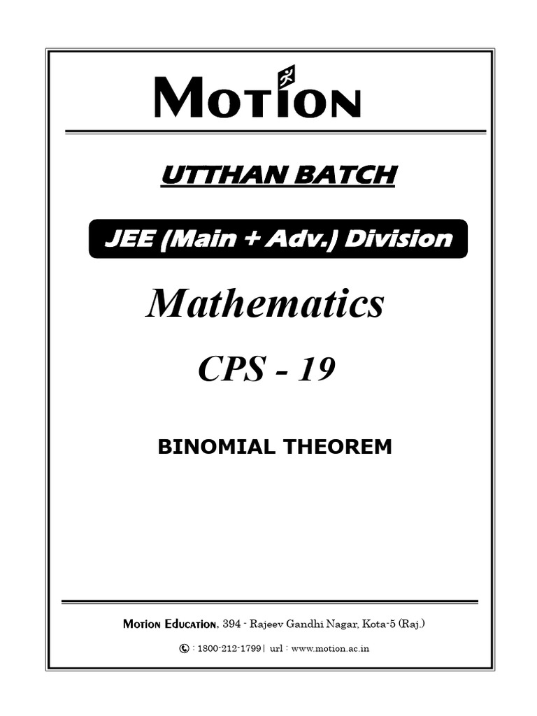 Binomial Theorem JEE Practice Questions | PDF | Number Theory ...