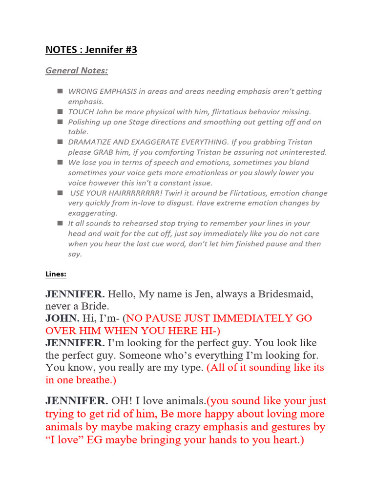 Jennifer Notes | PDF