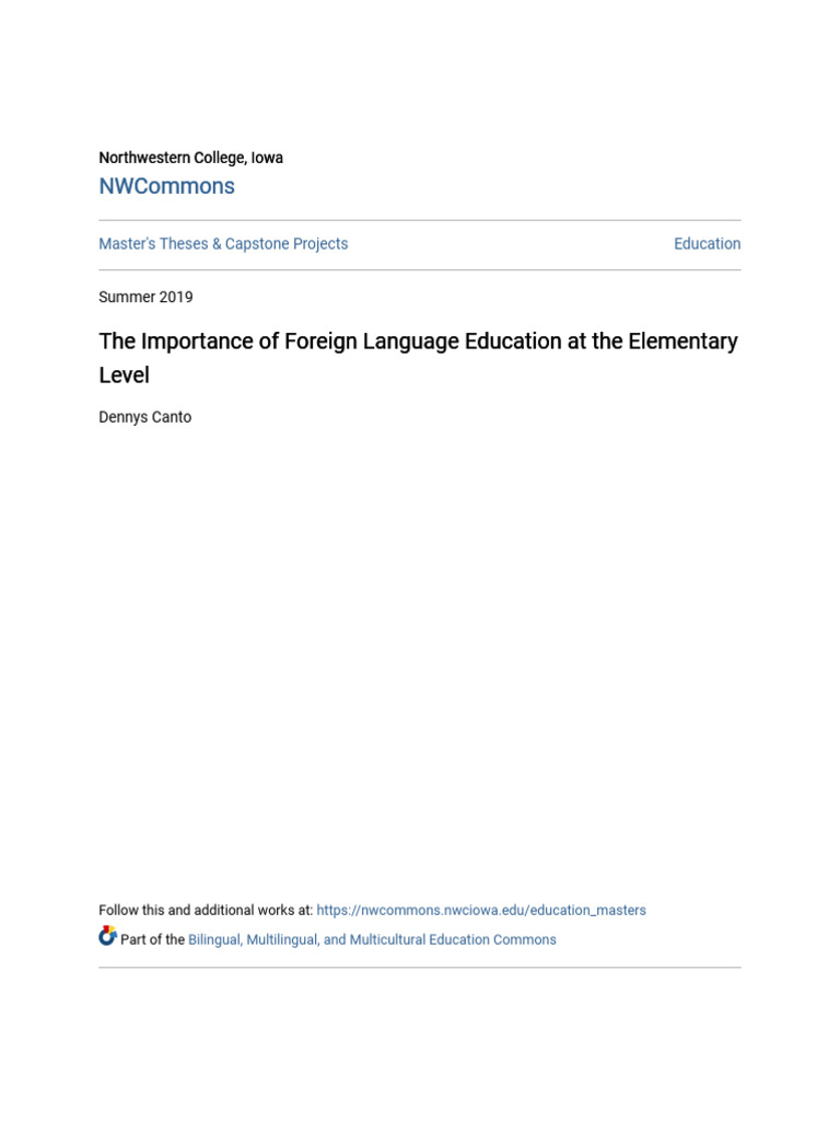 Benefits of Elementary Foreign Language Education | PDF | Second ...