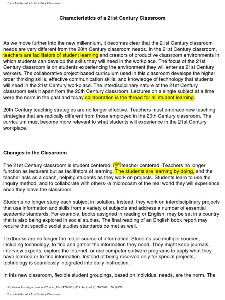 21st Century Classroom Features | PDF | Teachers | Educational Assessment