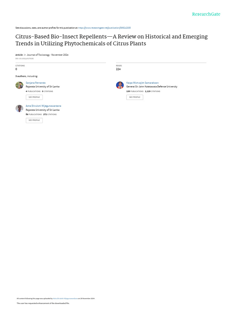 Citrus-Based Bio-Insect Repellents-A Review On Historical and Emerging ...