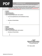 CS Form No. 212 Attachment Work Experience Sheet Sample | PDF