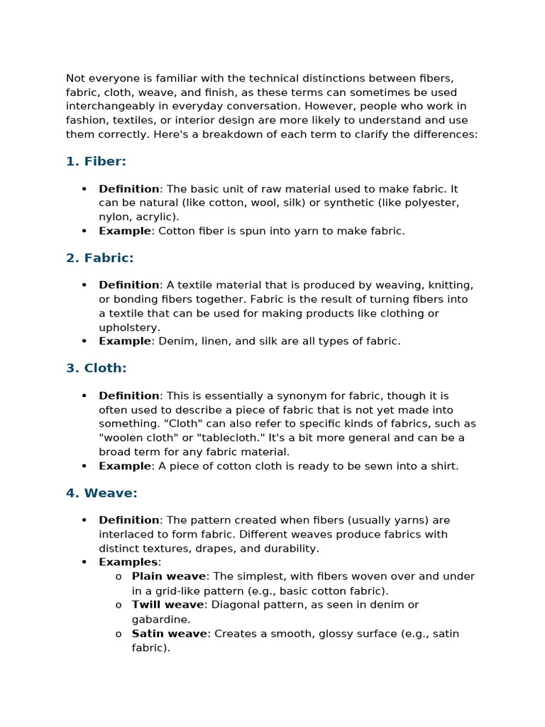 Helpful Textiles Distinctions | PDF | Textiles | Weaving