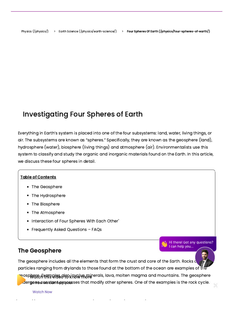 Interactions of Earth's Four Spheres | PDF | Earth Sciences ...