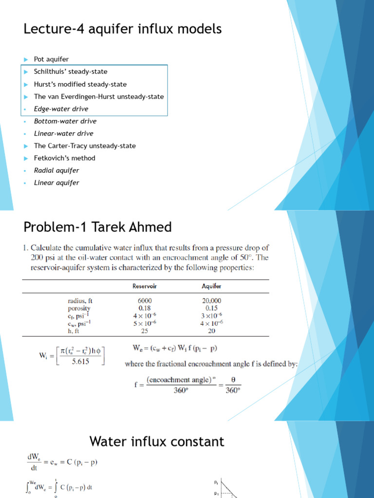 Carter-Tracy Aquifer Influx Models | PDF