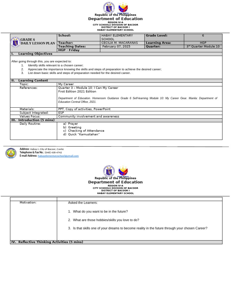 February 07,2025 HGP - LP Week 7 | PDF | Learning | Cognitive Science