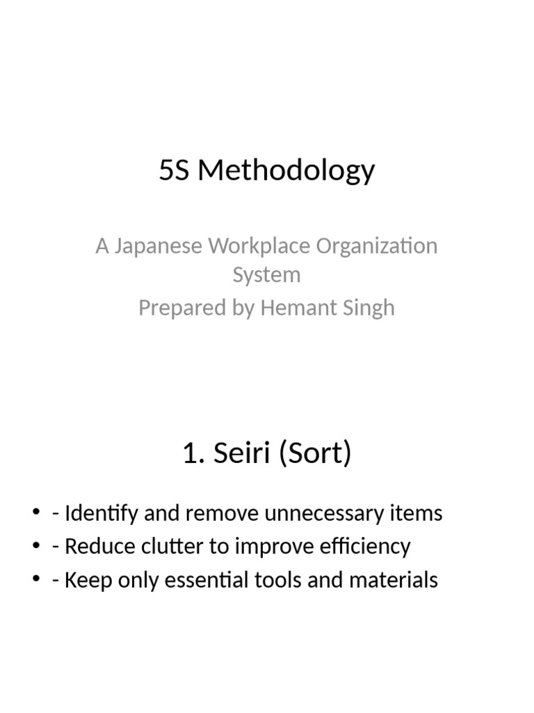5S Methodology for Workplace Efficiency | PDF