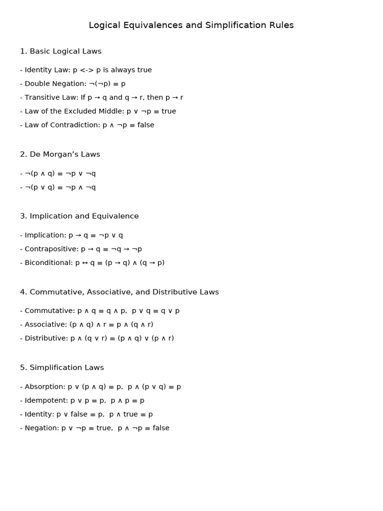 Logical Equivalences Rules | PDF