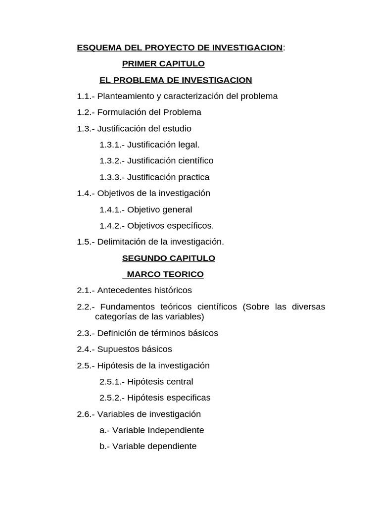Esquema Del Proyecto de Investigacion | PDF