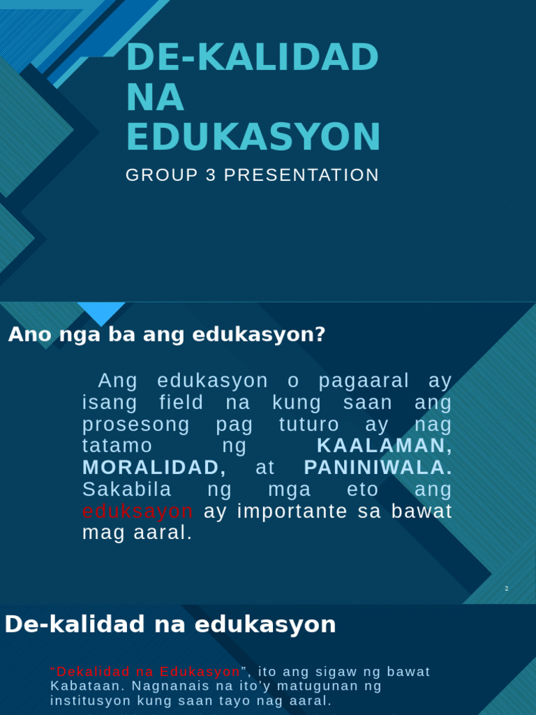 De Kalidad Na Edukasyon | PDF