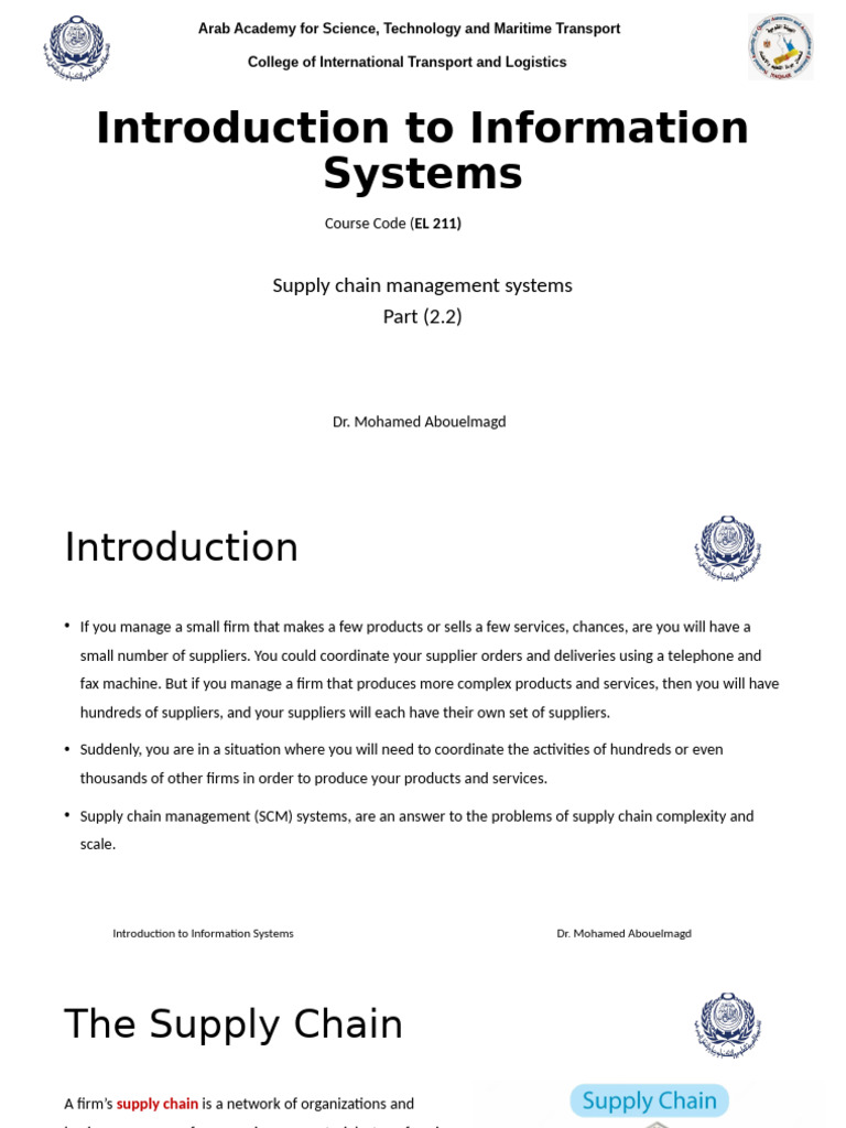 Part (2.2) Supply Chain Management Systems | PDF | Supply Chain ...