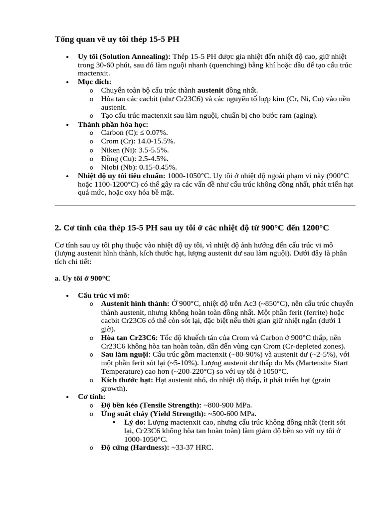 Tổng Quan Về Tôi Thép PH15-5 | PDF
