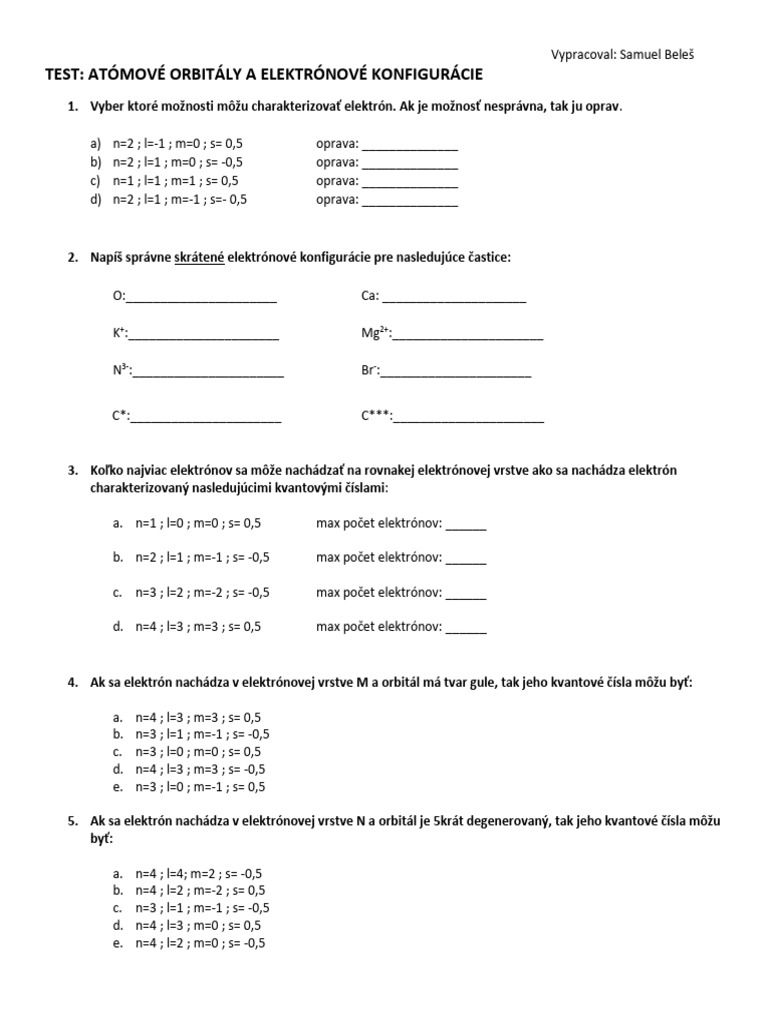 Test orbitály | PDF