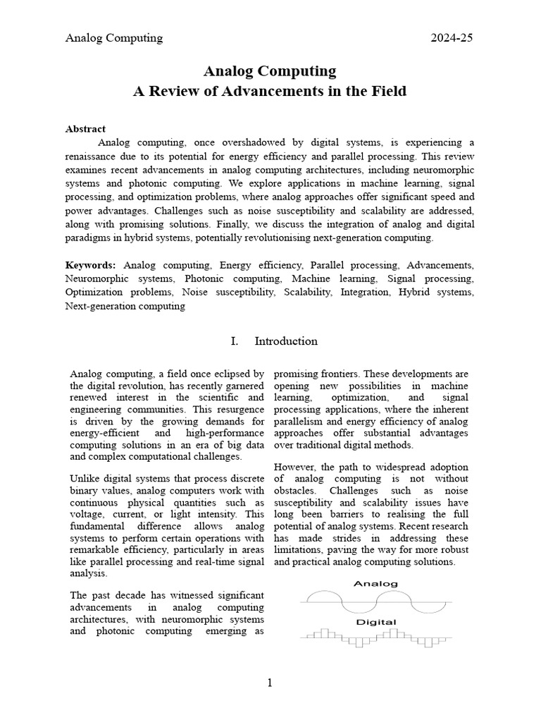 Advancements in Analog Computing 2024 | PDF | Computing | Quantum Computing