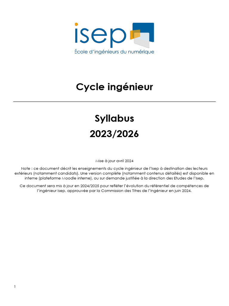 syllabus-cycle-ingenieur-2023-2024-2 | PDF | Statistiques | Informatique