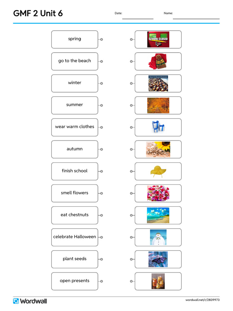 GMF 2 Unit 6 Match Up Line Drawing | PDF