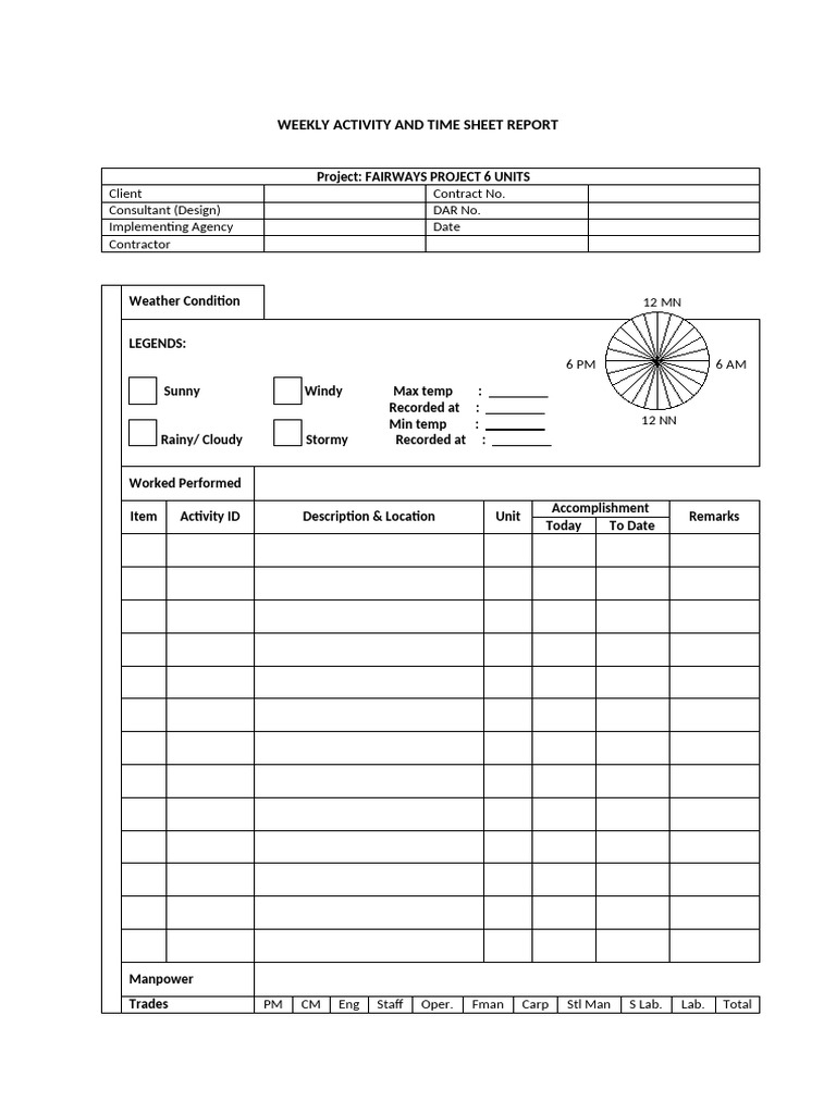 Weekly Activity Report for Fairways Project | PDF
