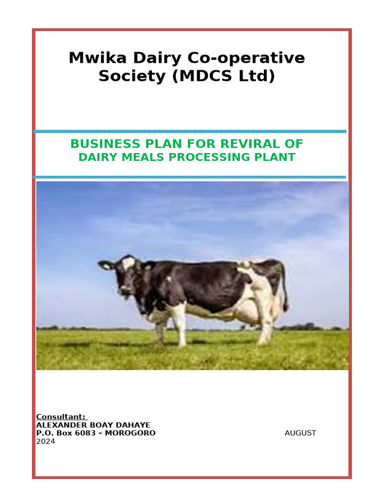 Mwika Dairy Meals Business Ast 2024 | PDF | Animal Feed | Livestock