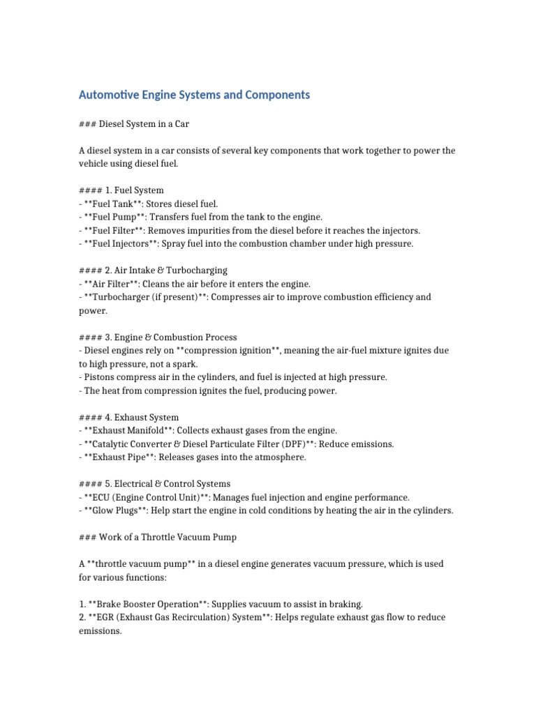 Automotive Engine Systems | PDF | Internal Combustion Engine | Diesel ...