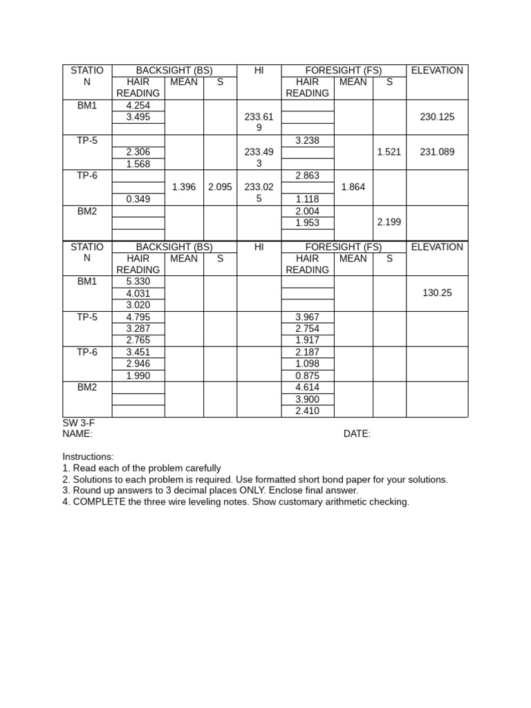 Three Wire Leveling SW-F | PDF