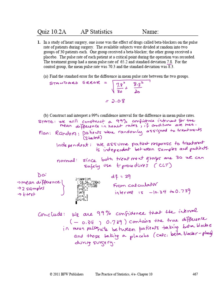 CH 10 Quiz 2a Key | PDF