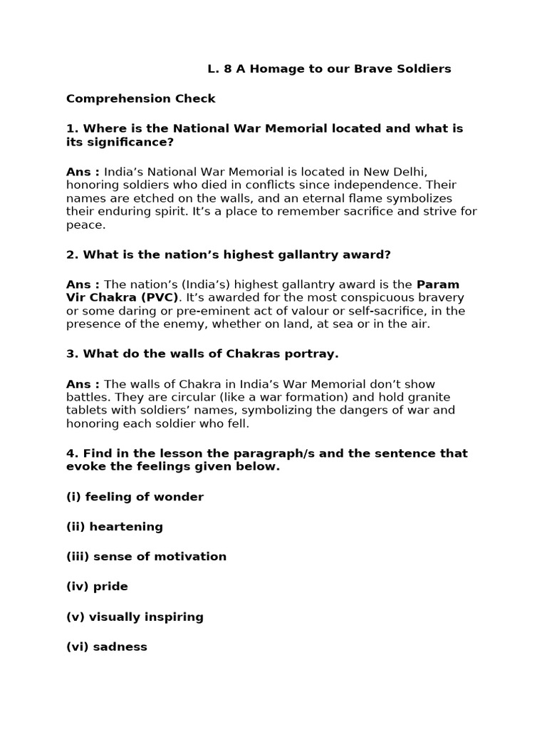 L. 8 A Homage To Our Brave Soldiers | PDF | Courage