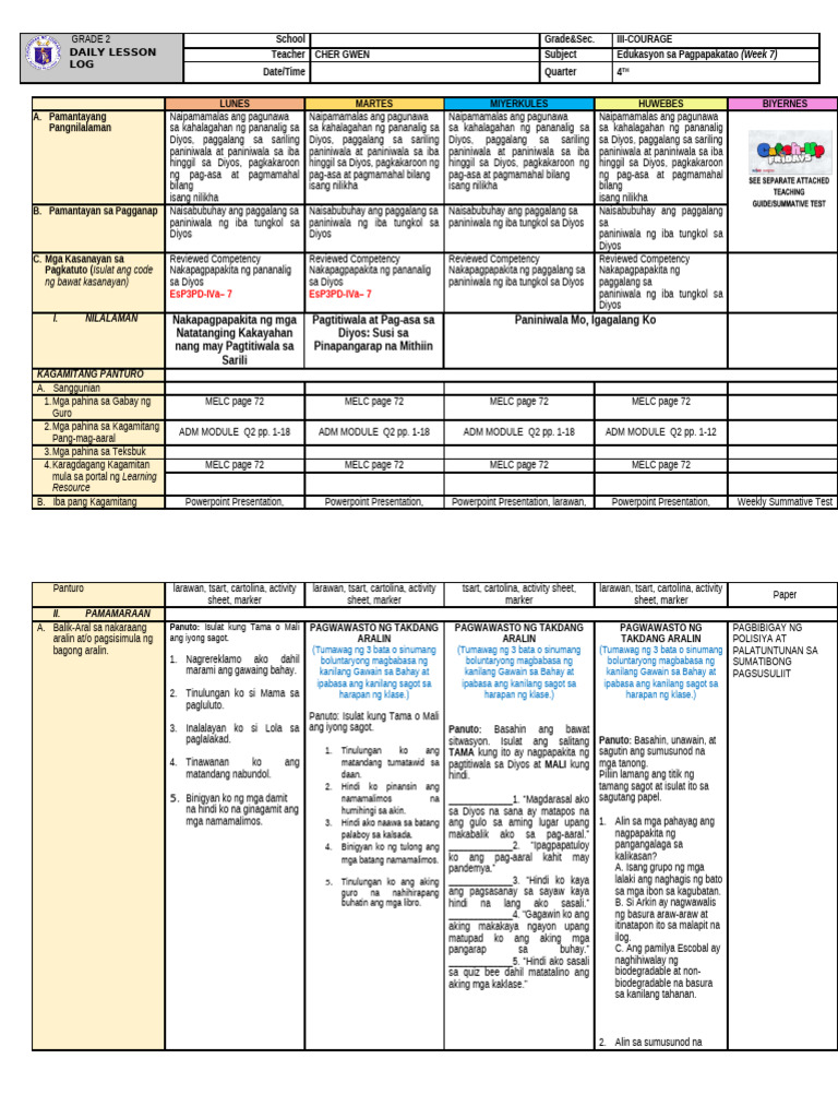Q4 DLL Esp3 Week-7 | PDF