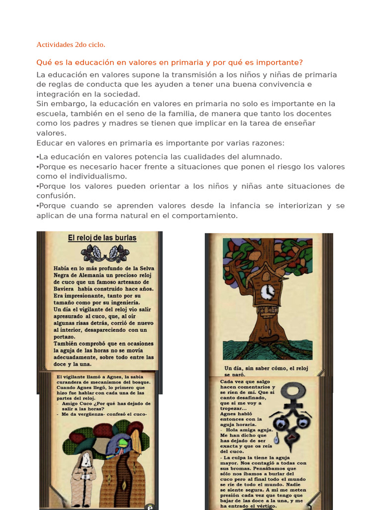 Cuento "El Reloj de las Burlas" y Respeto | PDF