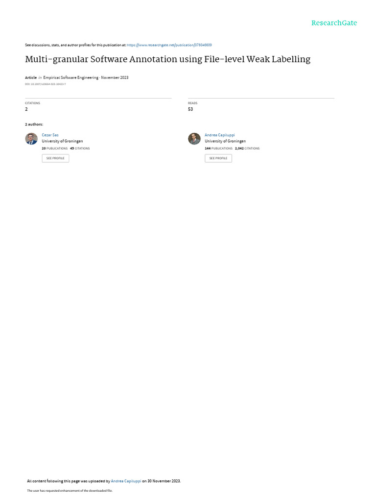EMSE___Multi_granular_Software_Annotation_using_File_level_Weak_Labelling | PDF | Annotation ...