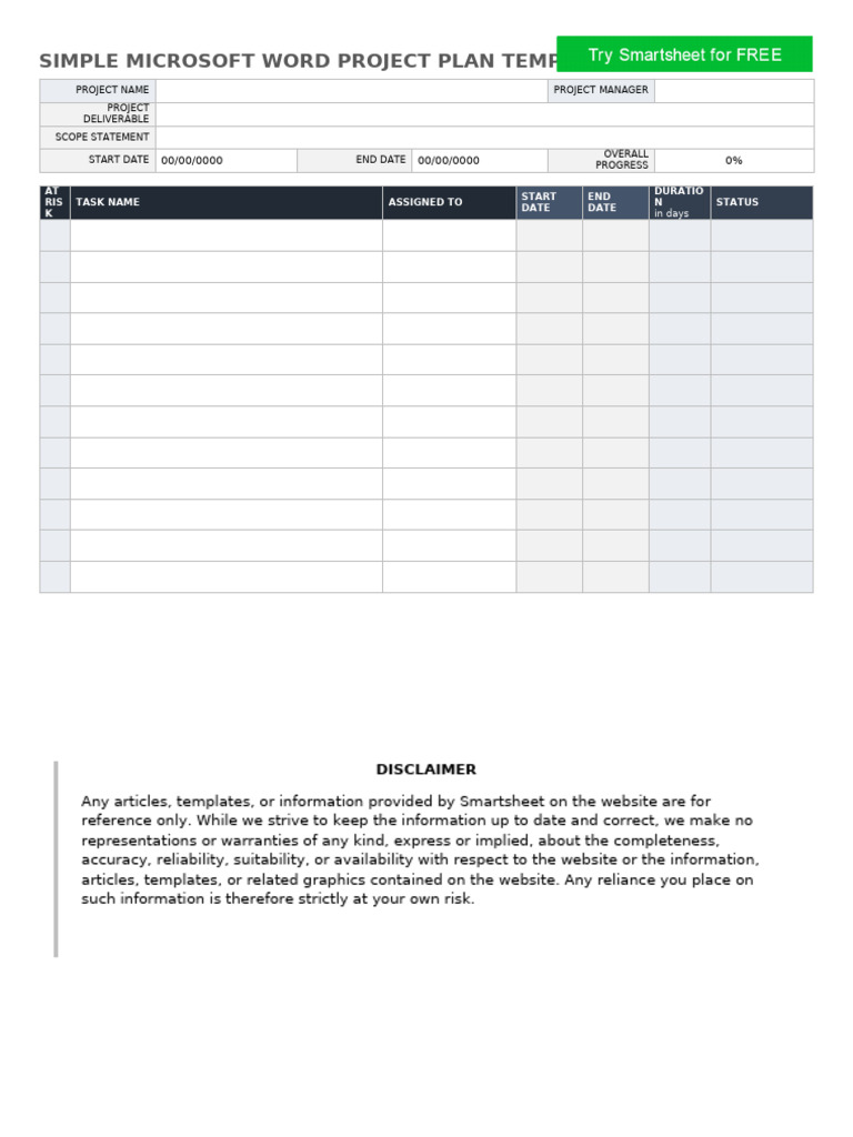IC Simple Microsoft Word Project Plan Template 11770 WORD | PDF