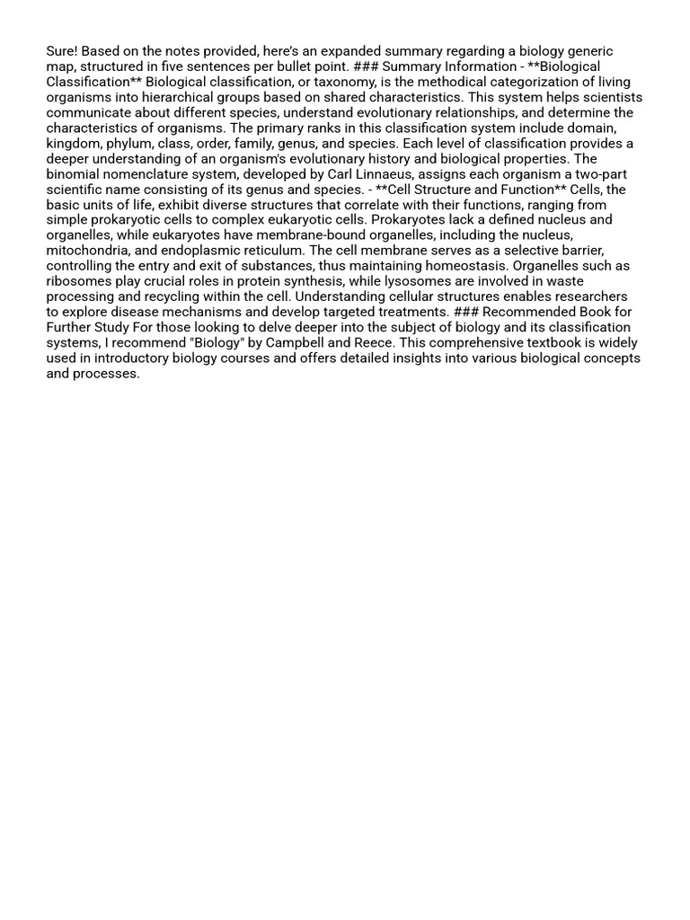Biology Generic Map | PDF