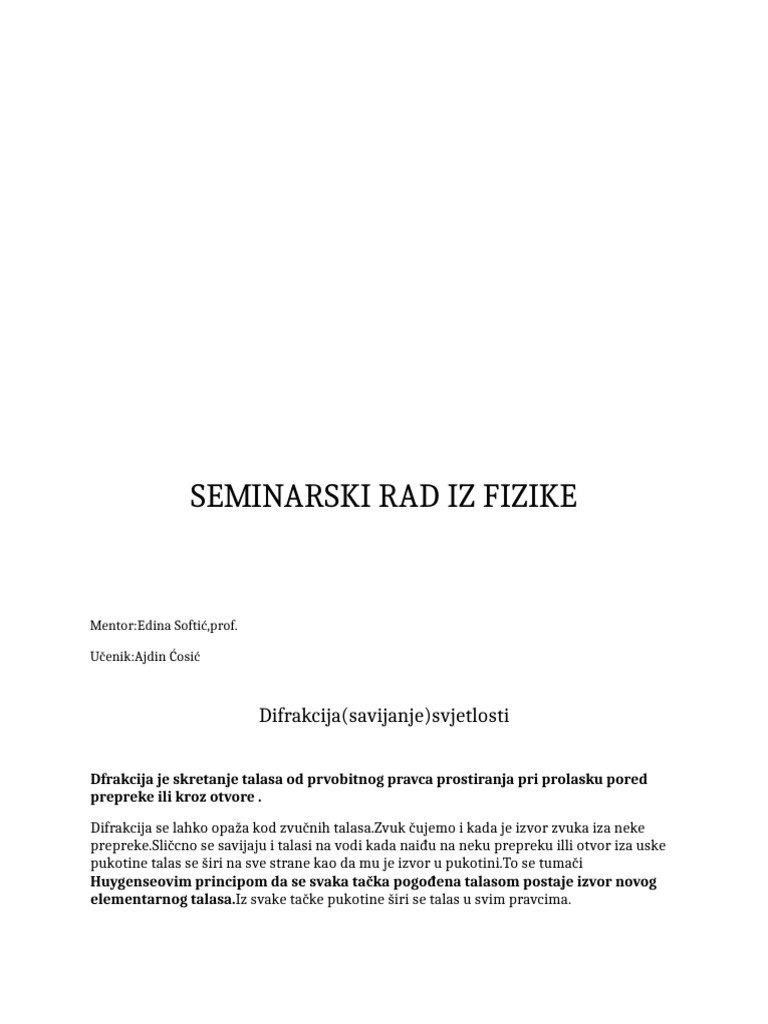 Seminarski Rad Iz Fizike2 | PDF