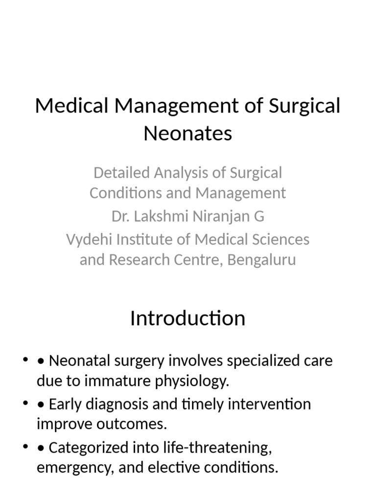 Medical Management of Surgical Neonates Detailed | PDF | Human Diseases ...