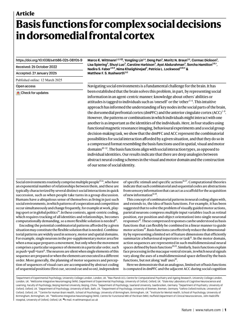 Basis Functions For Complex Decisions In Dorsomedial Prefrontal Cortex Pdf Neuroscience