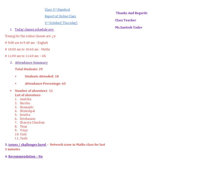 3rd Grade Hazelnut Class Report | PDF