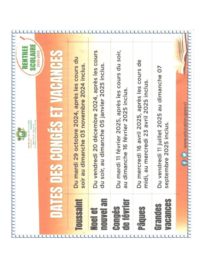 Date Des Conges | PDF