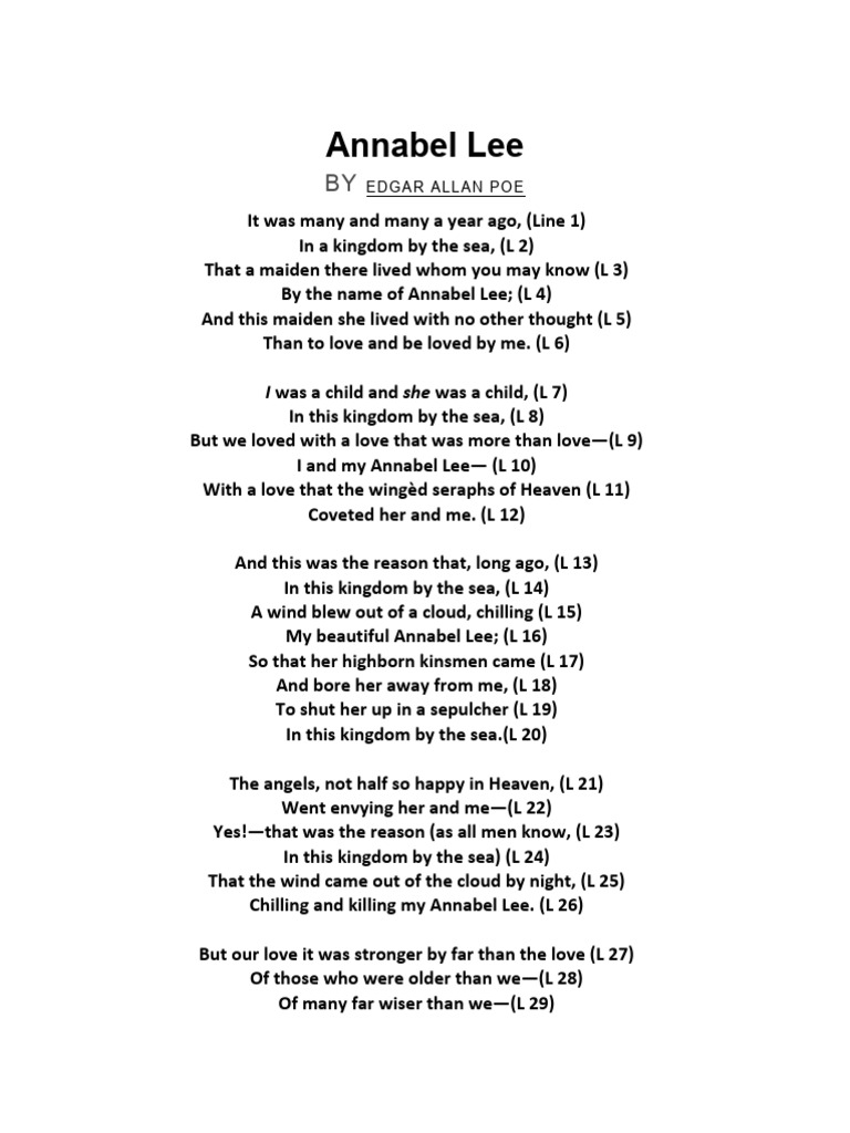 Analysis of "Annabel Lee" Poem | PDF | Religious Belief And Doctrine