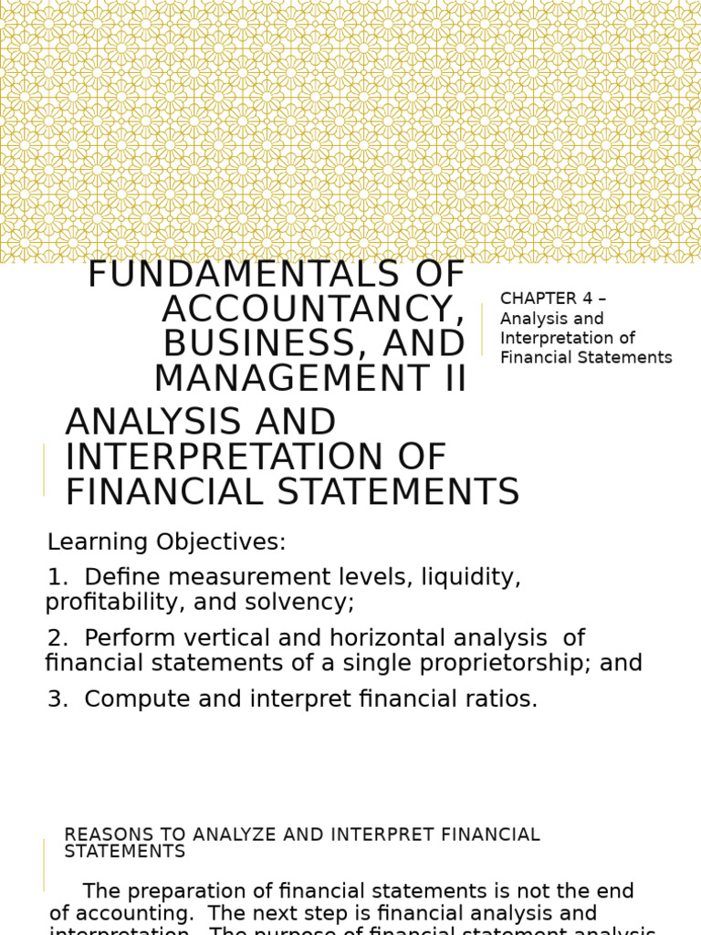 Chapter 4 Analysis and Interpretation of Financial Statements (1) | PDF ...