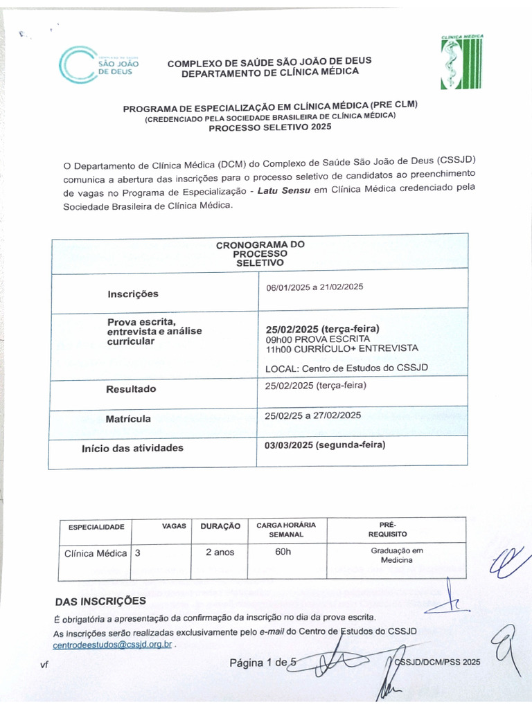 Edital Processo Seletivo CSJD | PDF