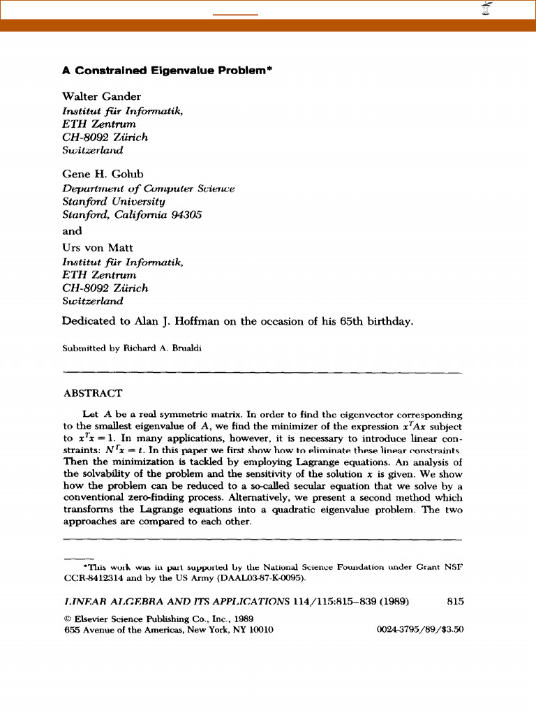 Constrained Eigenvalue Problem | PDF | Eigenvalues And Eigenvectors | Matrix (Mathematics)