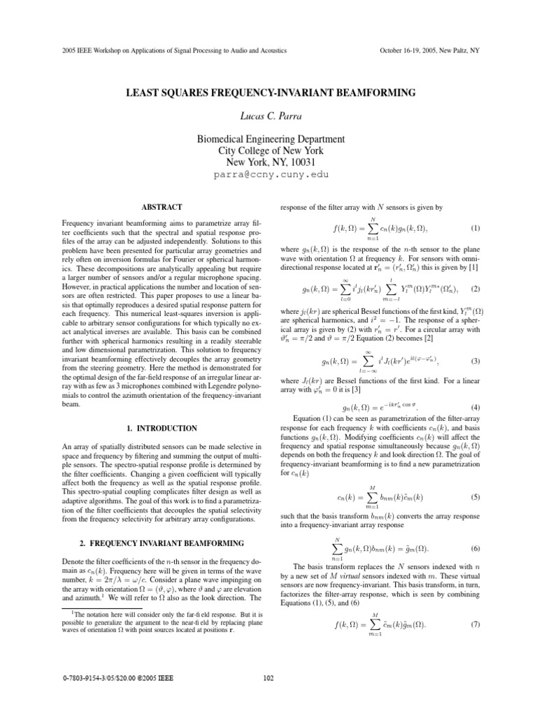 Least Squares Frequency-Invariant Beamforming | PDF | Matrix ...