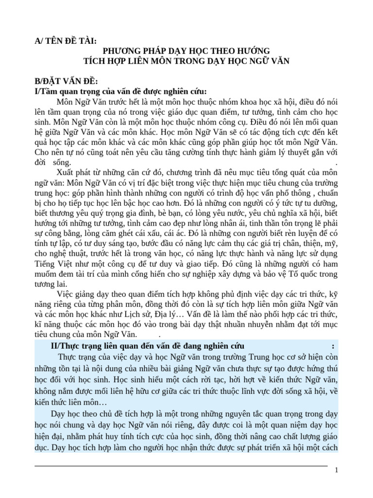 (123doc) - Chuyen-De-Phuong-Phap-Day-Hoc-Tich-Hop-Lien-Mon-Ngu-Van-Thcs | PDF