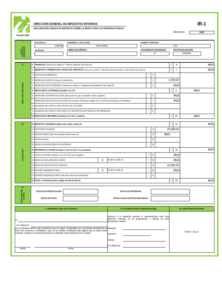 Formulario IR-1-2018 ACTUAL | PDF | Impuestos | Impuesto sobre la renta