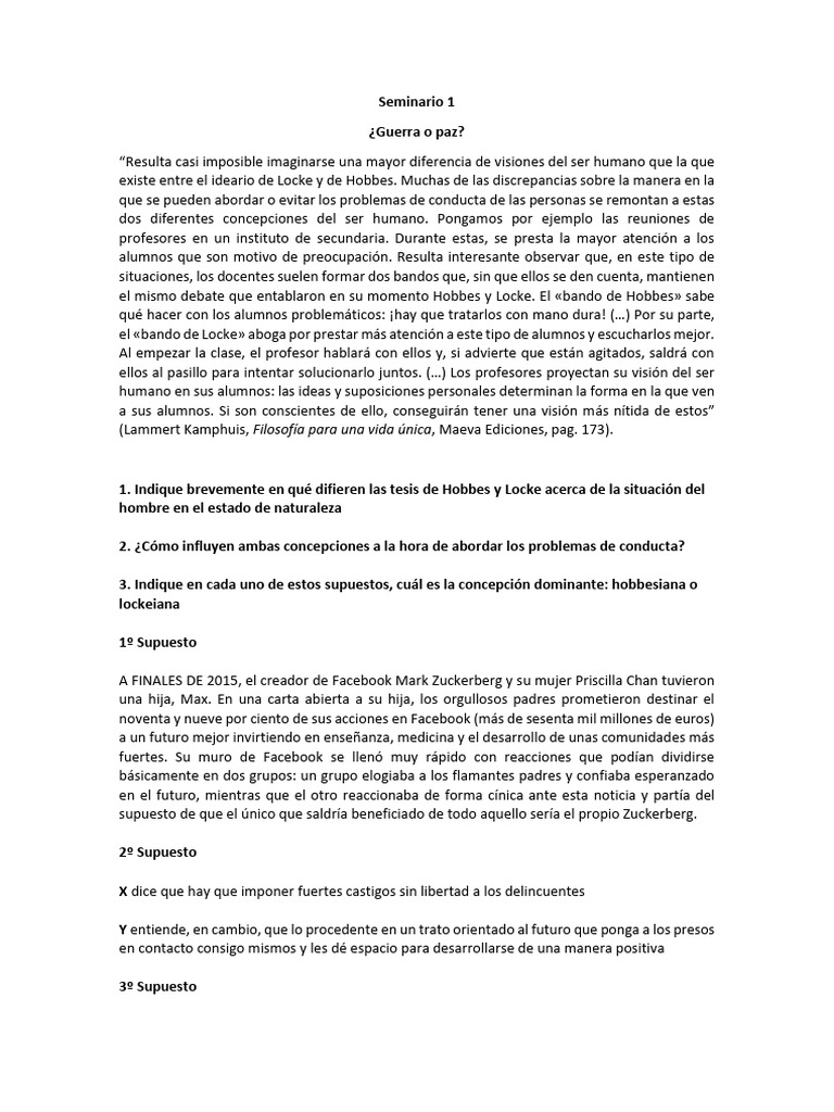 Seminario 1 | PDF | John Locke | Thomas Hobbes